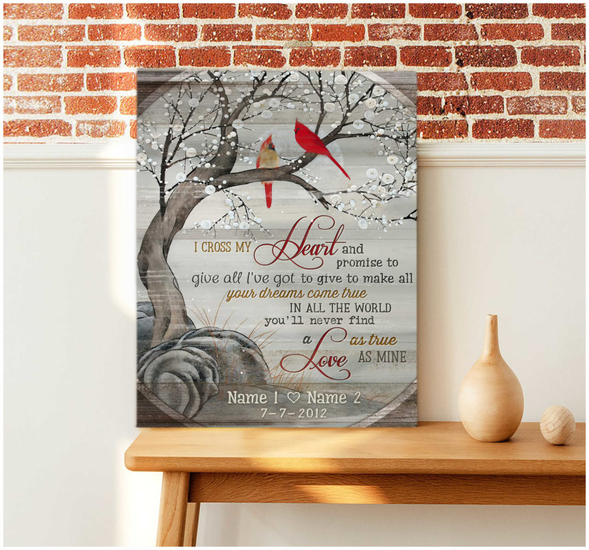 I Cross My Heart Carnidal Couple With Tree Custom Canvas Print