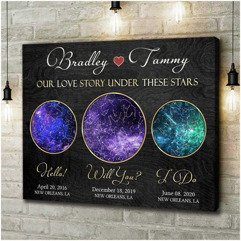 Our Love Story Under These Stars Custom Star Map Canvas Print