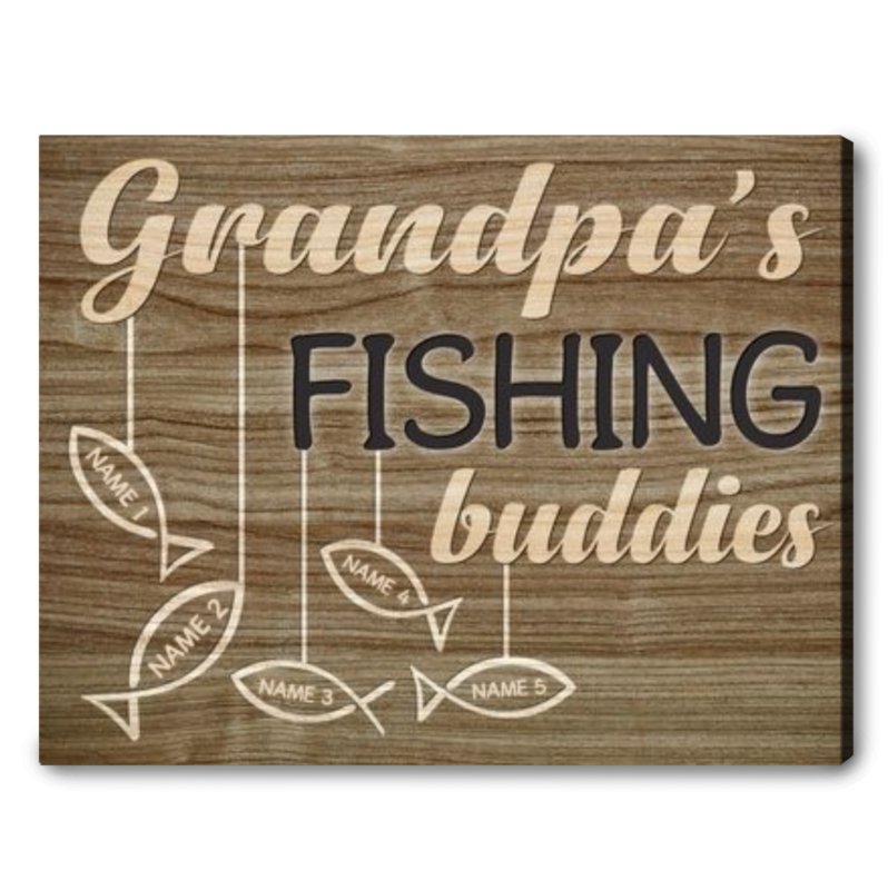 Grandpa’s Fishing Buddies Canvas Print – Personalized Gift For Father’s Day