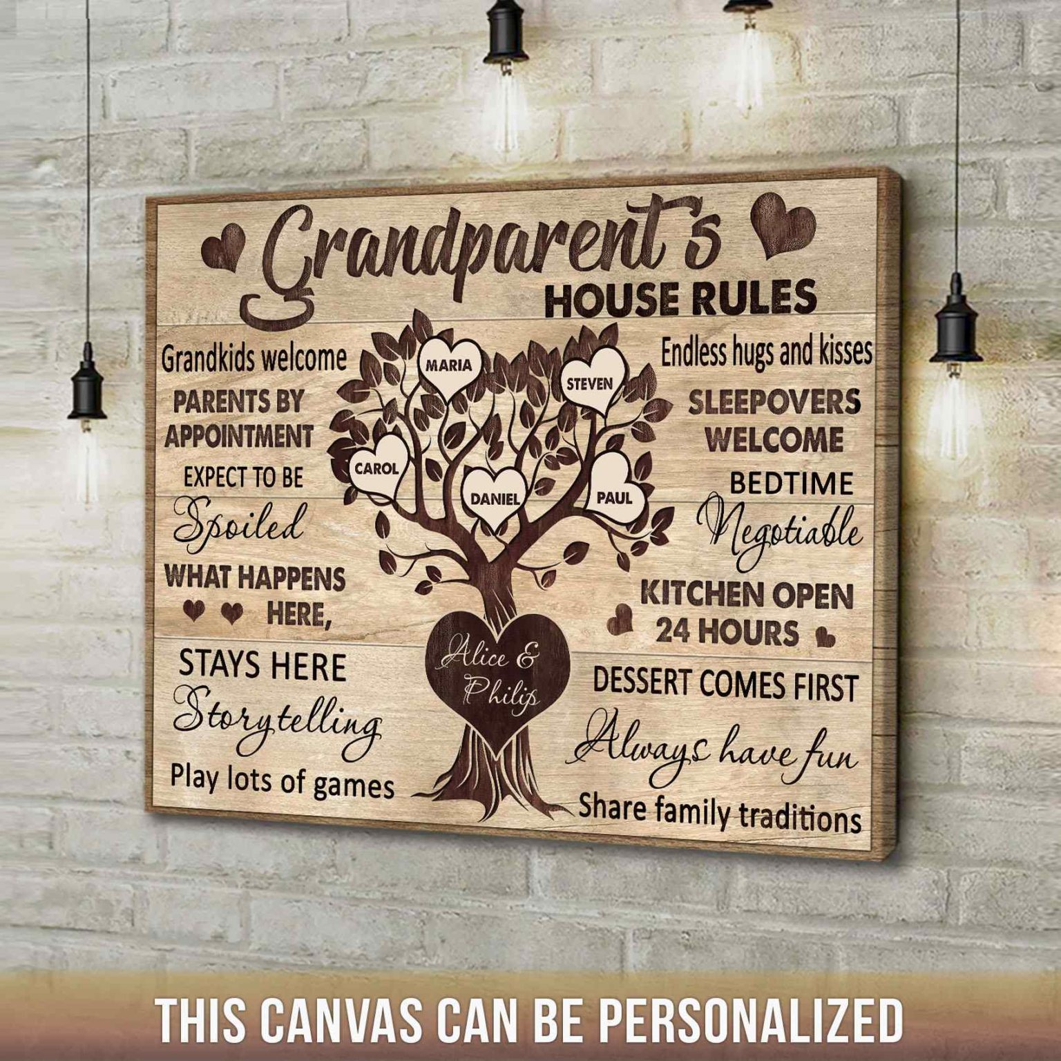Personalized Family Tree Wall Decor Gift For Grandparents From ...