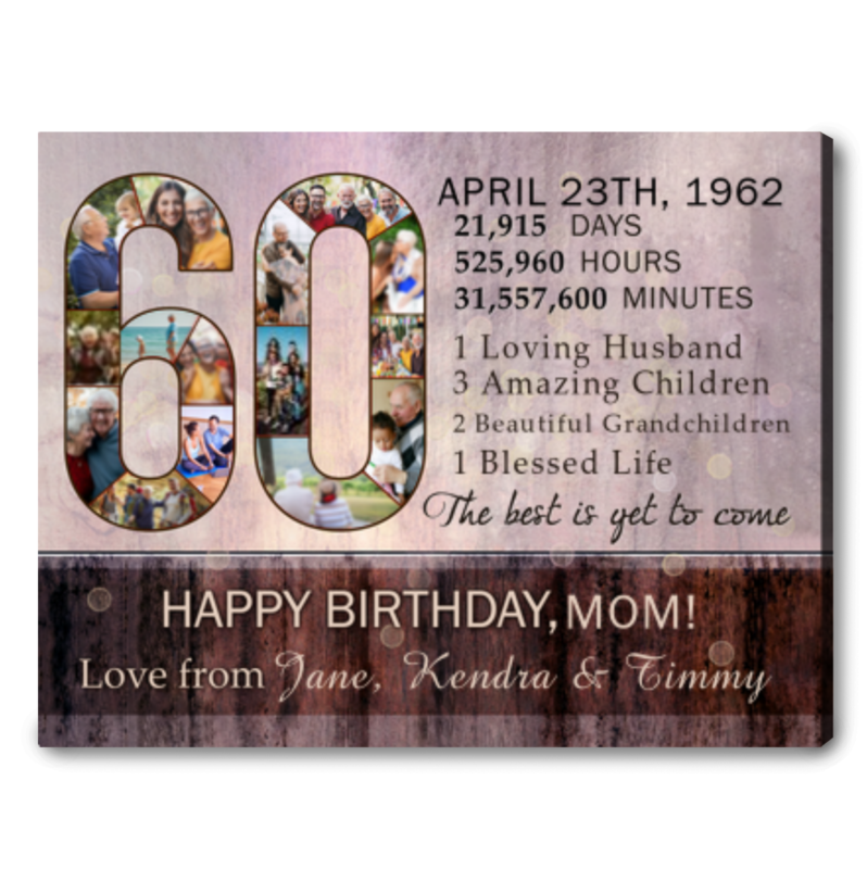 Meaningful Gifts For 60th Birthday Woman Custom Photo Collage Canvas ...