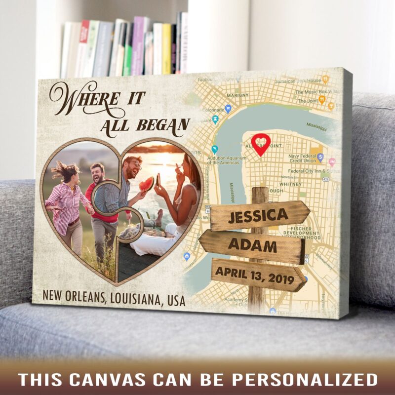 Custom Map Wall Art First Meeting Street Photo Where It All Began