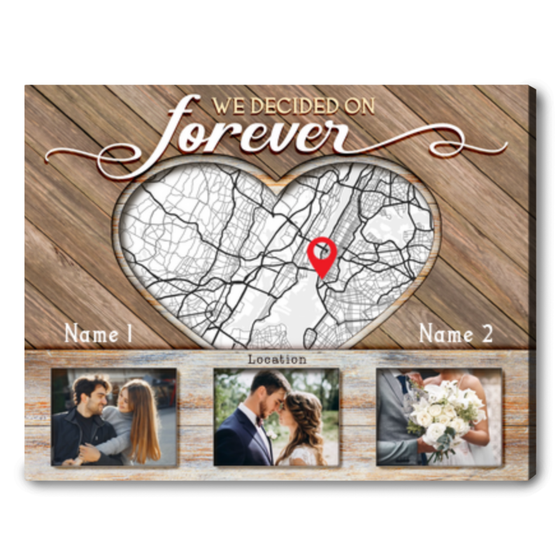 Custom City Map With Photo Engagement Couple Gift City Map Location ...