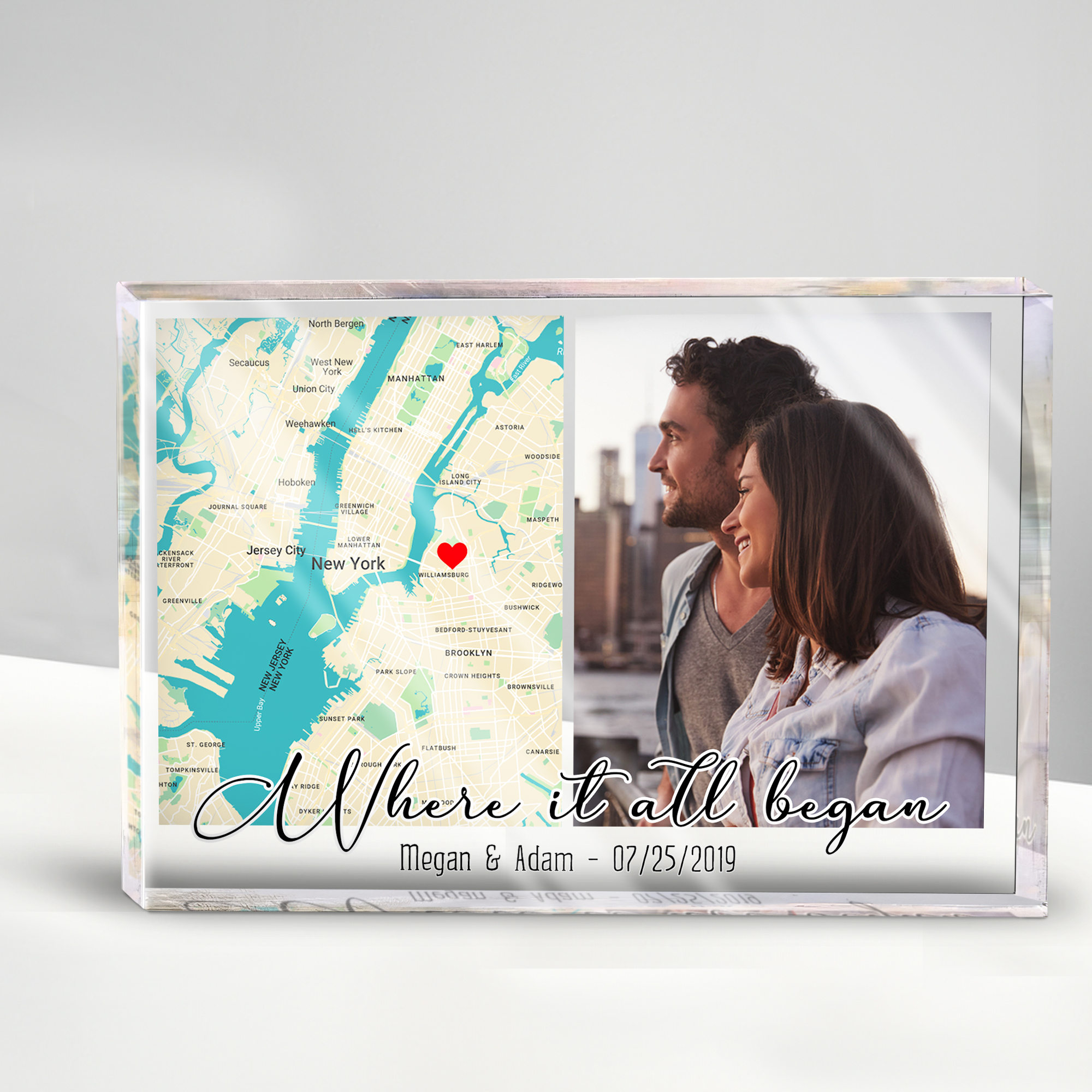 Custom Map Gift Idea Wedding Anniversary Acrylic Plaque - Oh Canvas
