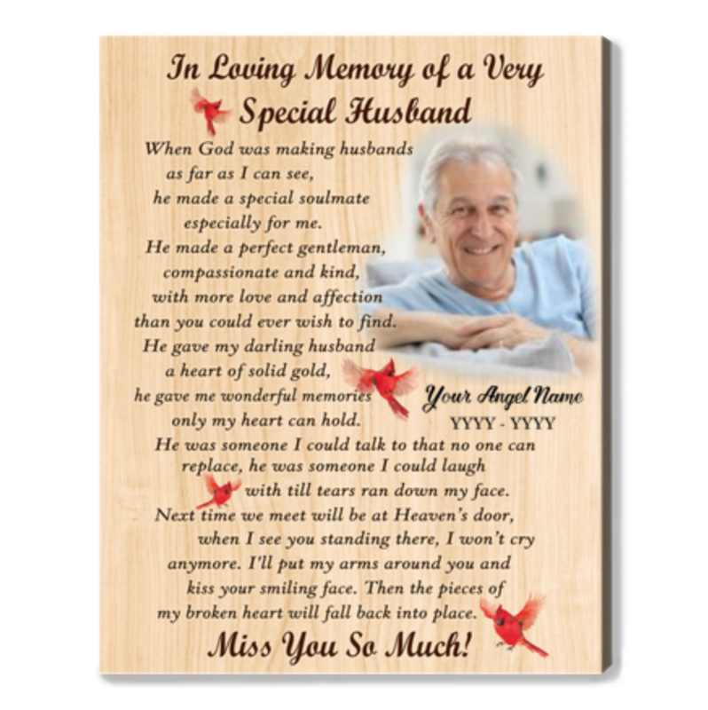 Sentimental In Loving Memory Gift Personalized Husband Memorial Canvas ...
