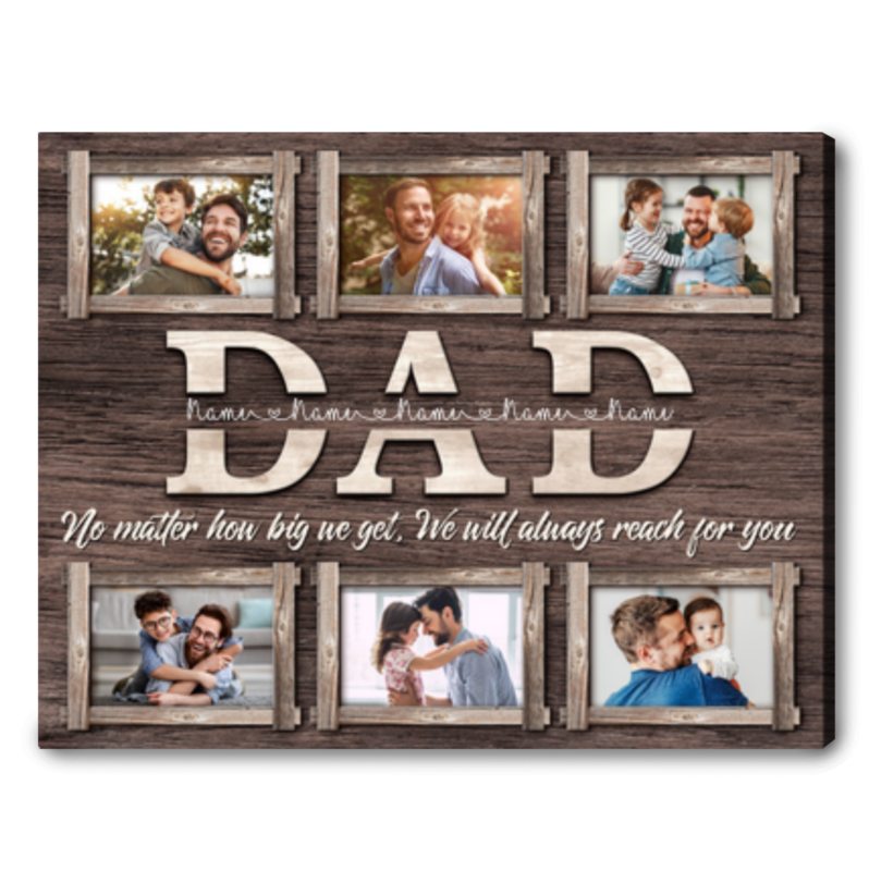 Father's Day Personalized 6 Photos Canvas Print For Dad