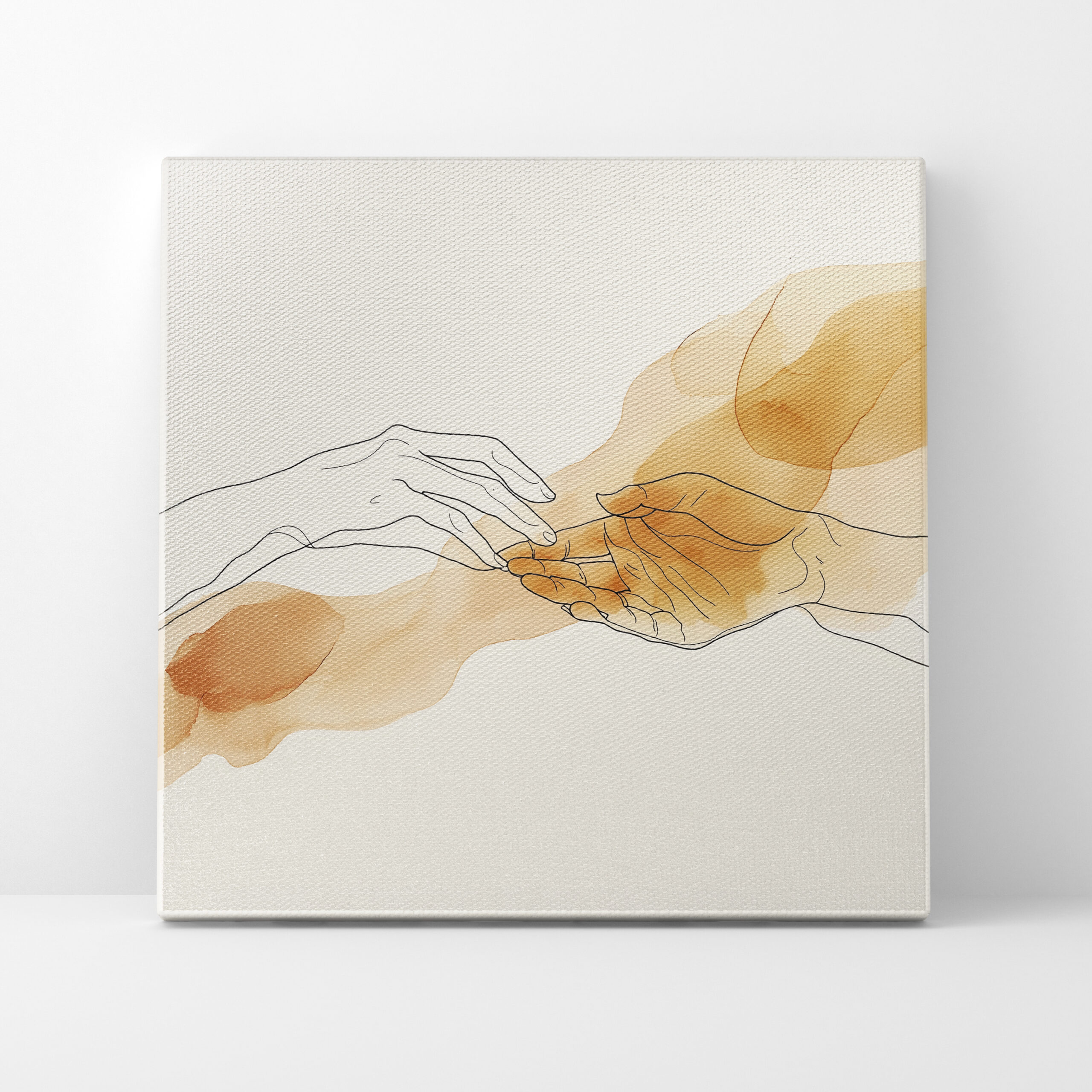 Touch of Connection One-Line Drawing Minimalist Canvas Wall Art - Oh Canvas