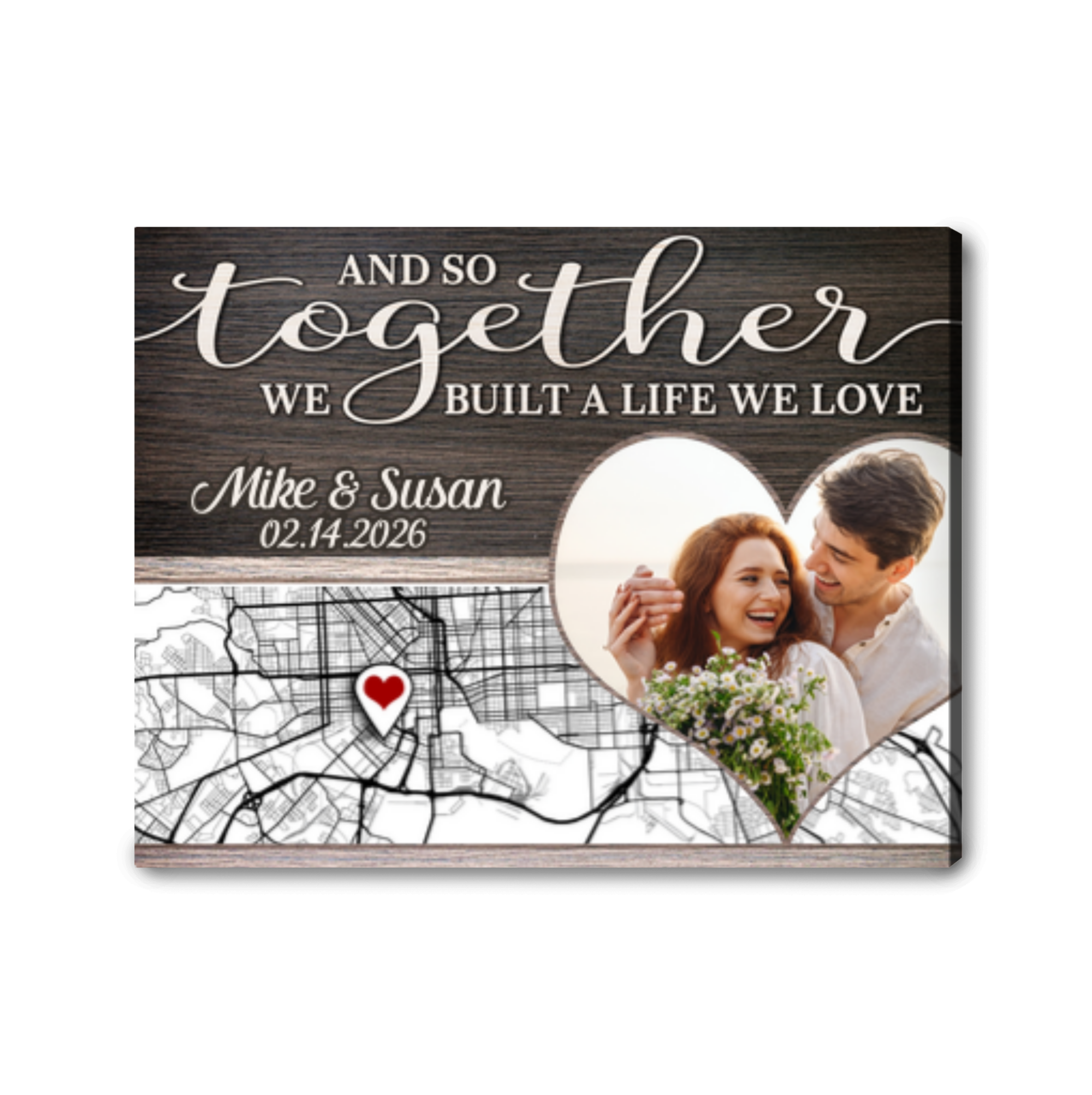 We Built a Life Personalized Map Canvas Photo Print Valentine’s Day ...